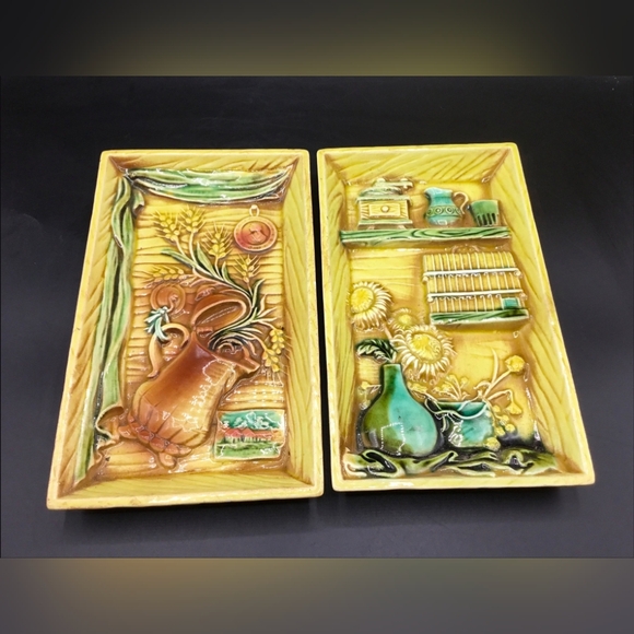 Lefton | Art | Vintage Ceramic Wall Art Set Yellow And Brown | Poshmark